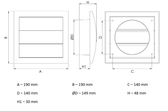 External grille with shutters - Ø150 - Antracite
